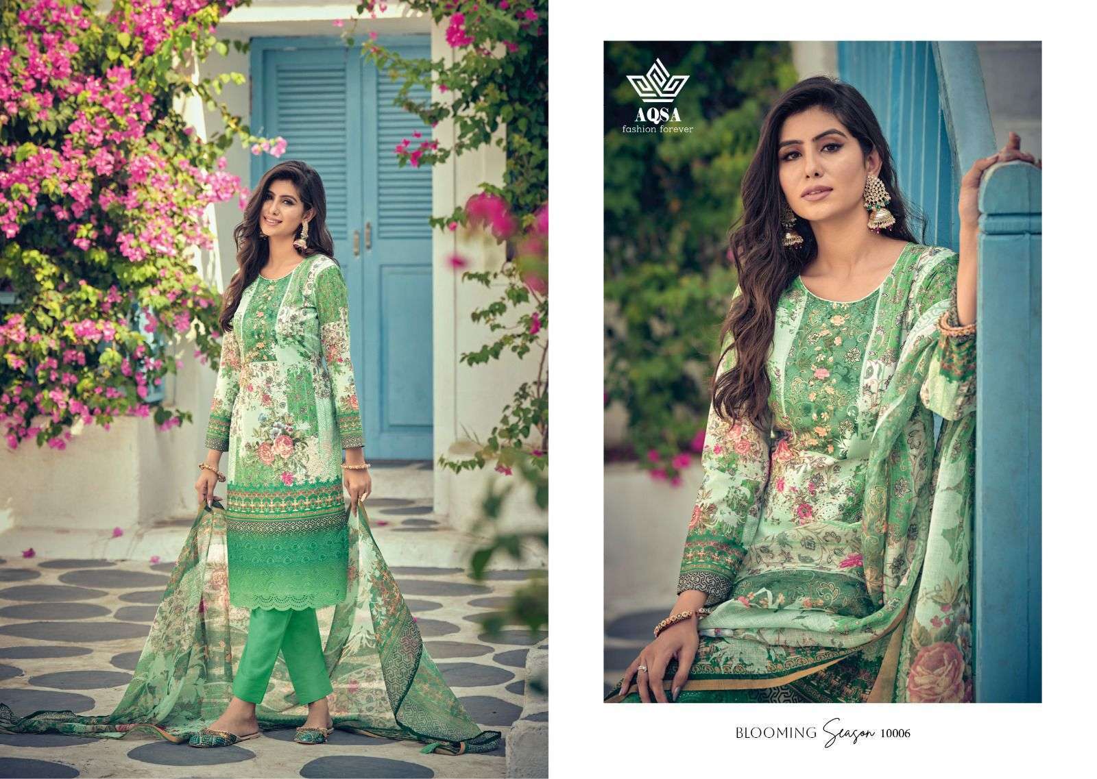 AQSA KEYA Compact cotton borer embroidery Salwar Kameez Wholesale