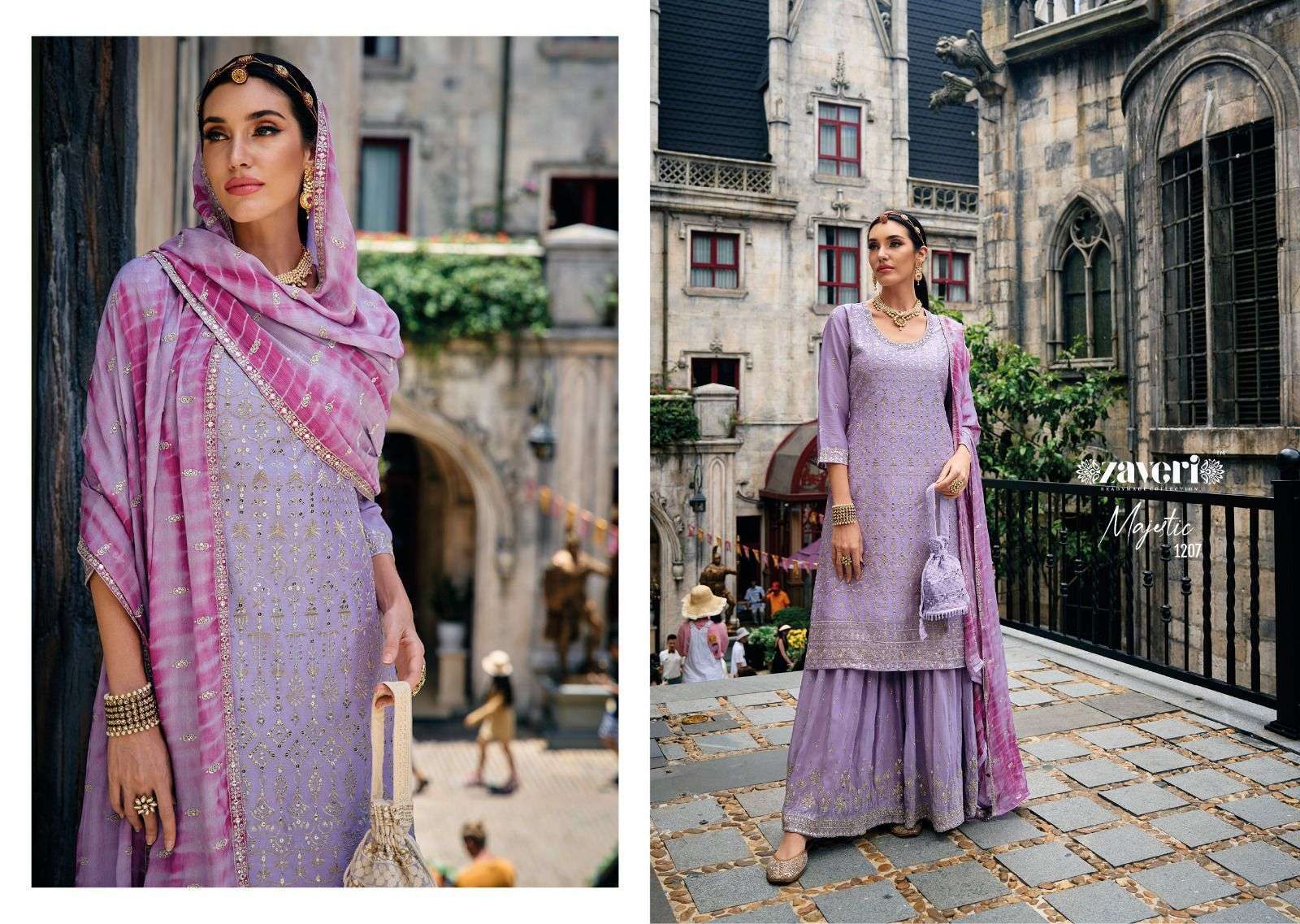 Majestic chinon with emboidery & khatali work Salwar Kameez Wholesale