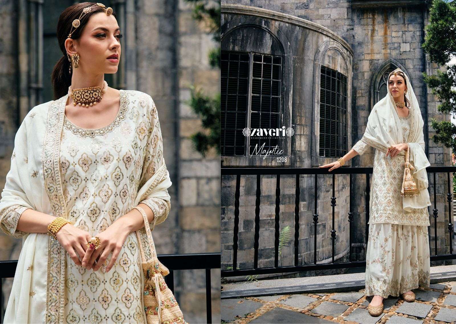 Majestic chinon with emboidery & khatali work Salwar Kameez Wholesale