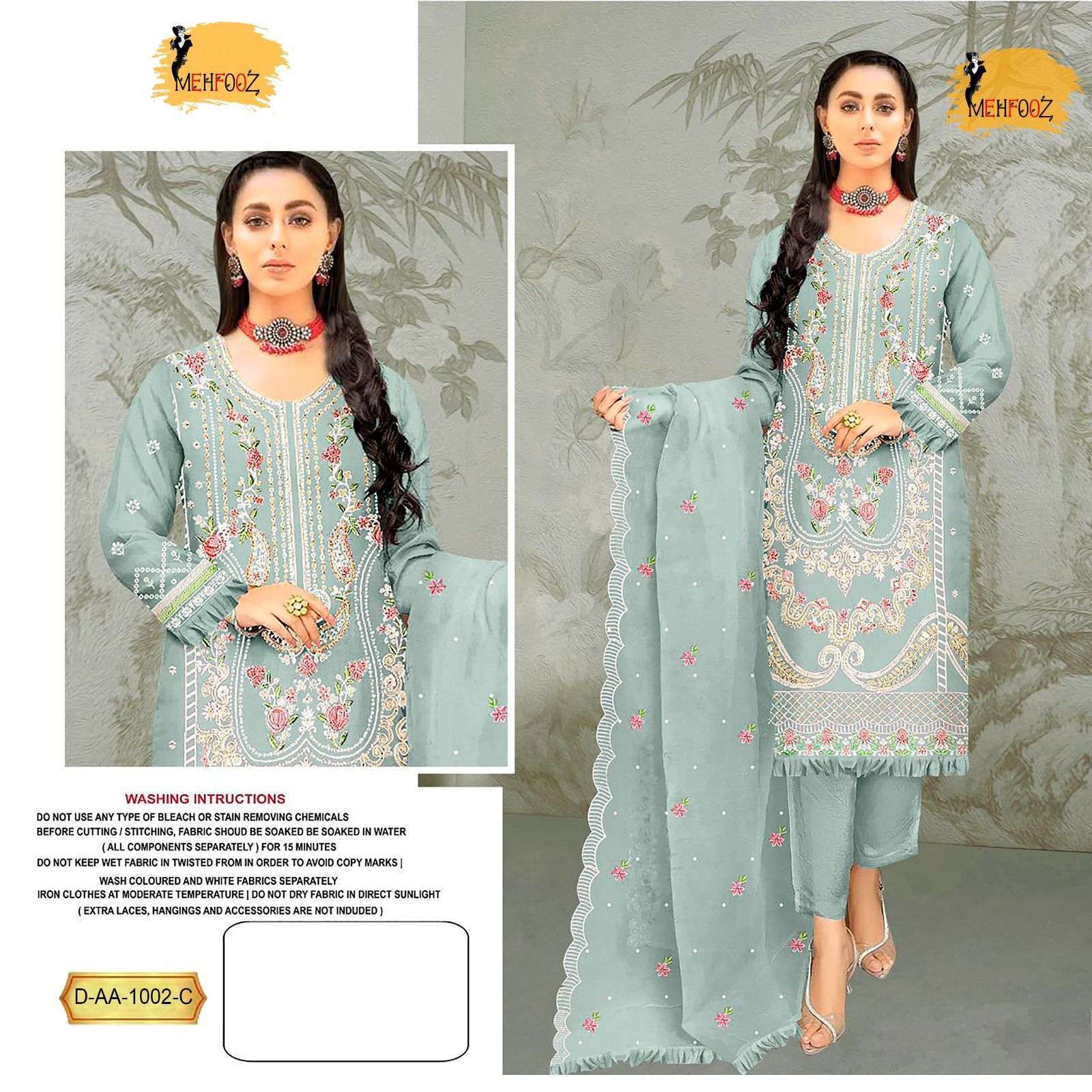 MEHFOOZ ORGANZA EMBRODARY WORK Salwar Kameez Wholesale