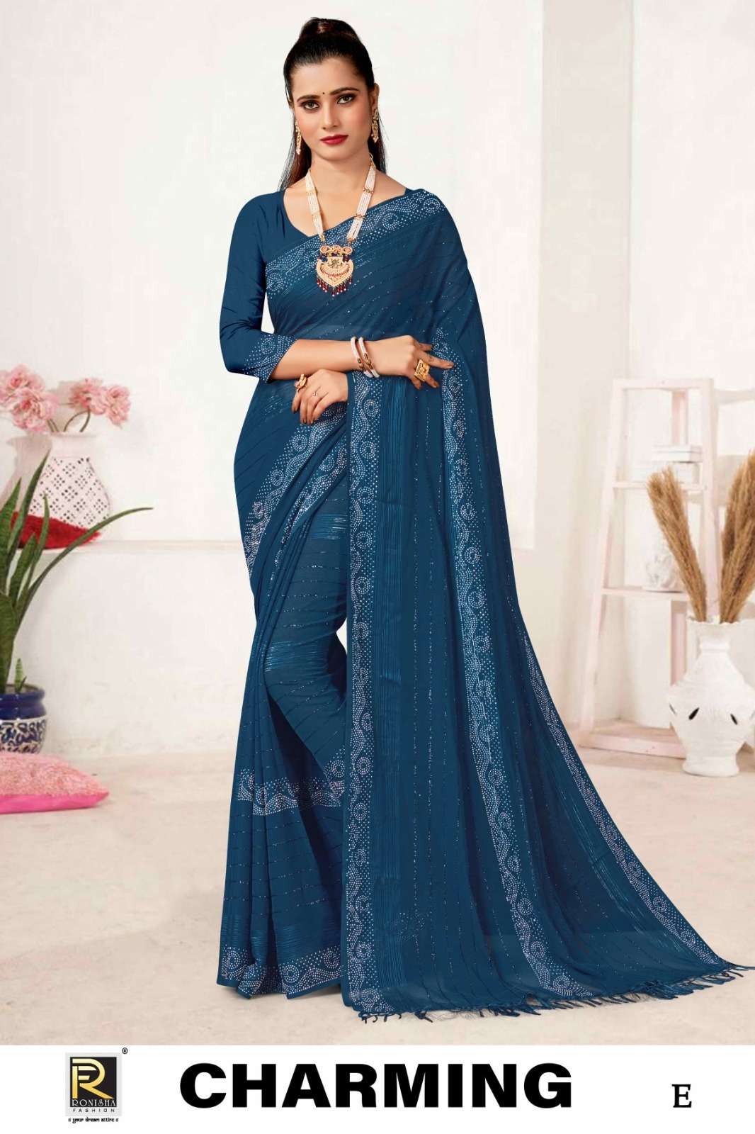 Ronisha charming fancy fabric saree wholesale market