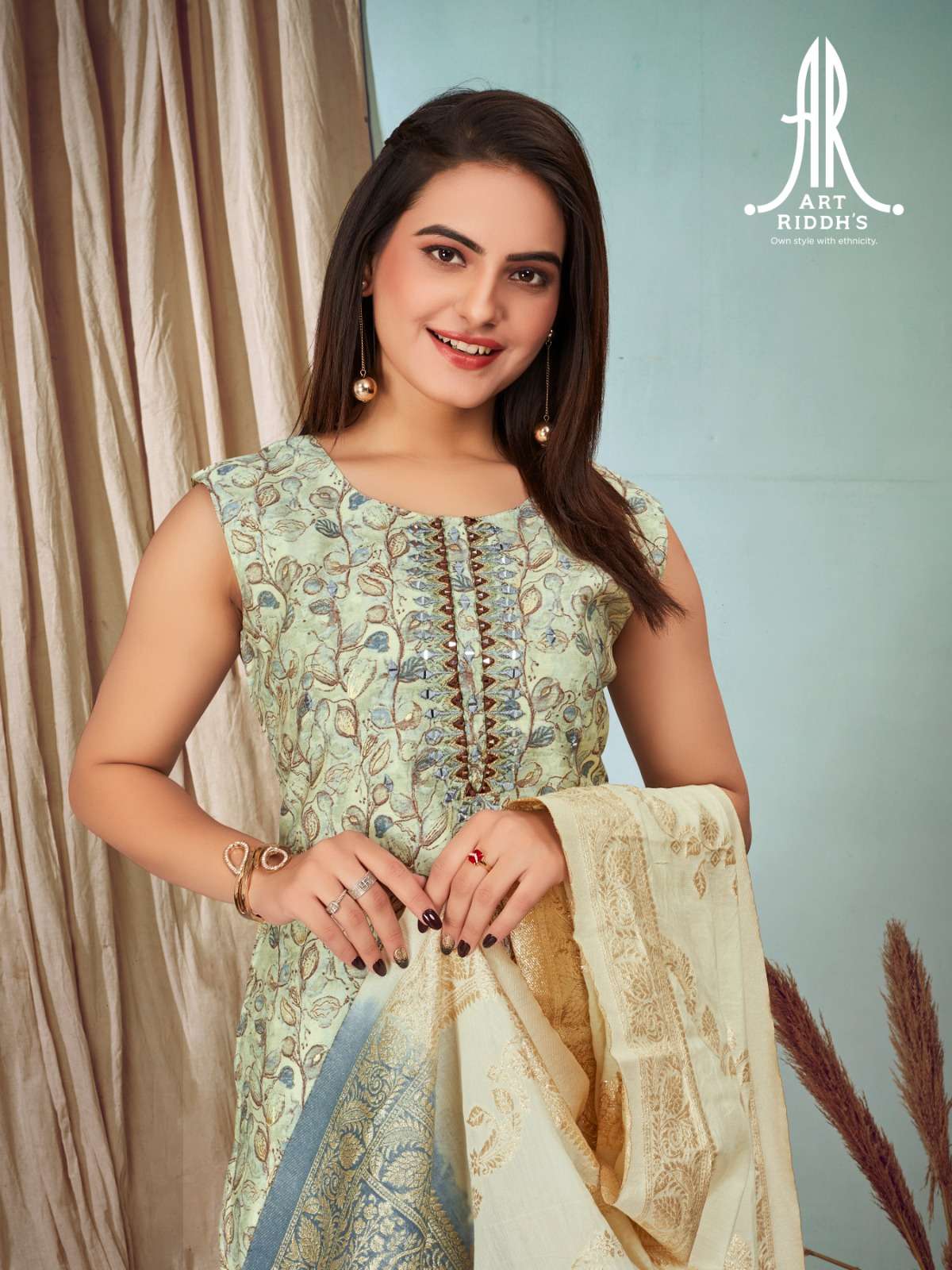 Artriddh - 4001 - F Modal Chanderi Heavy Katli Work Designer Kurti Pant ...