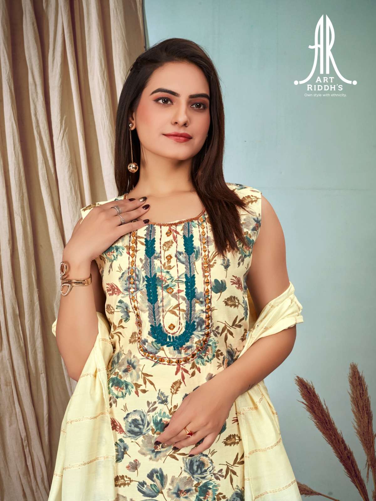 Artriddh - 4001 - G Modal Chanderi Heavy Katli Work Designer Kurti Pant ...