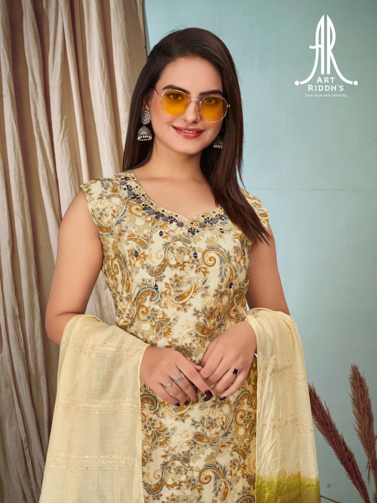 Artriddh - 4001 - H modal Chanderi Heavy Katli Work Designer Kurti Pant ...