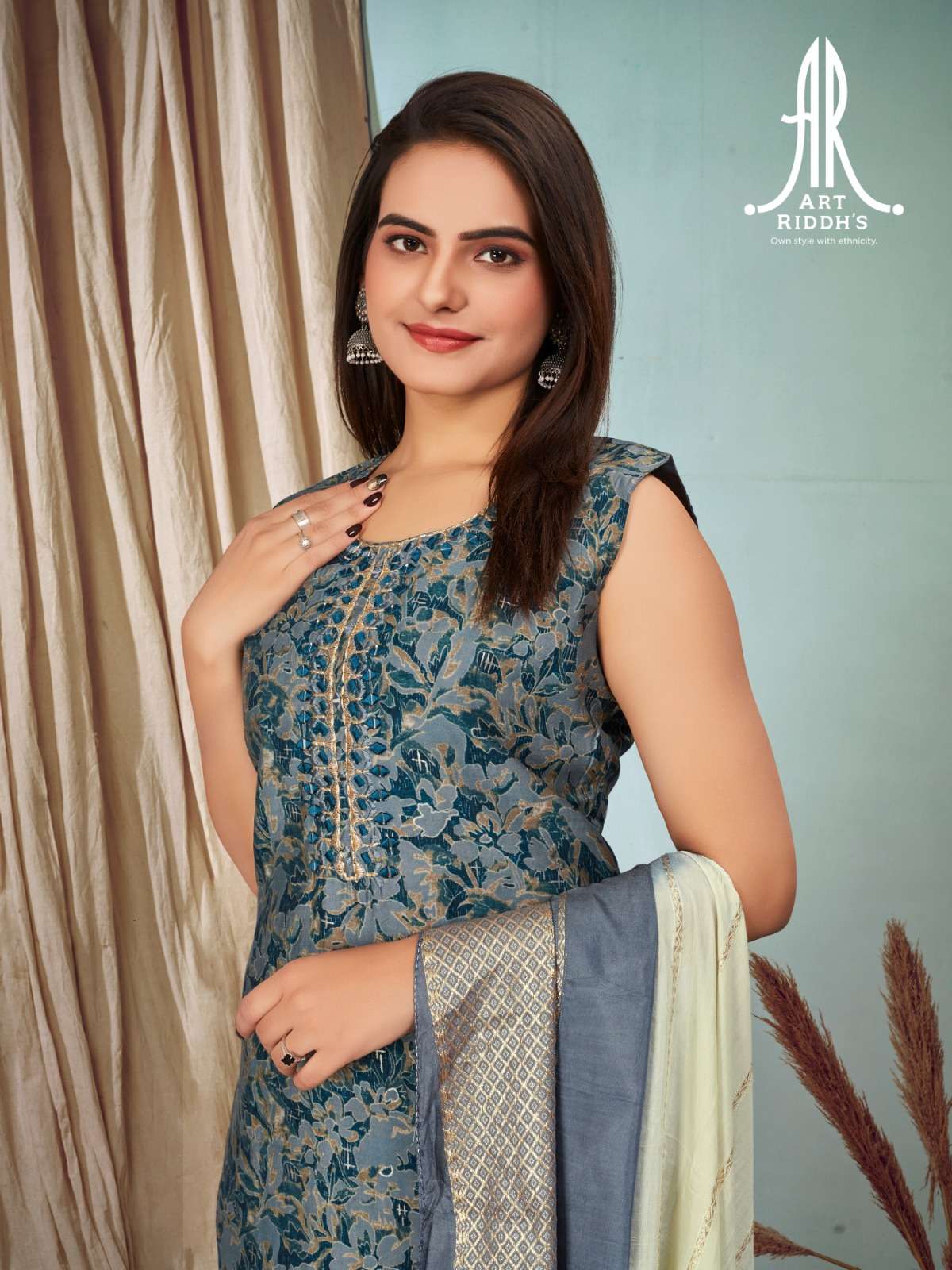 Artriddh - 4001 - J Modal Chanderi Heavy Katli Work Designer Kurti Pant ...