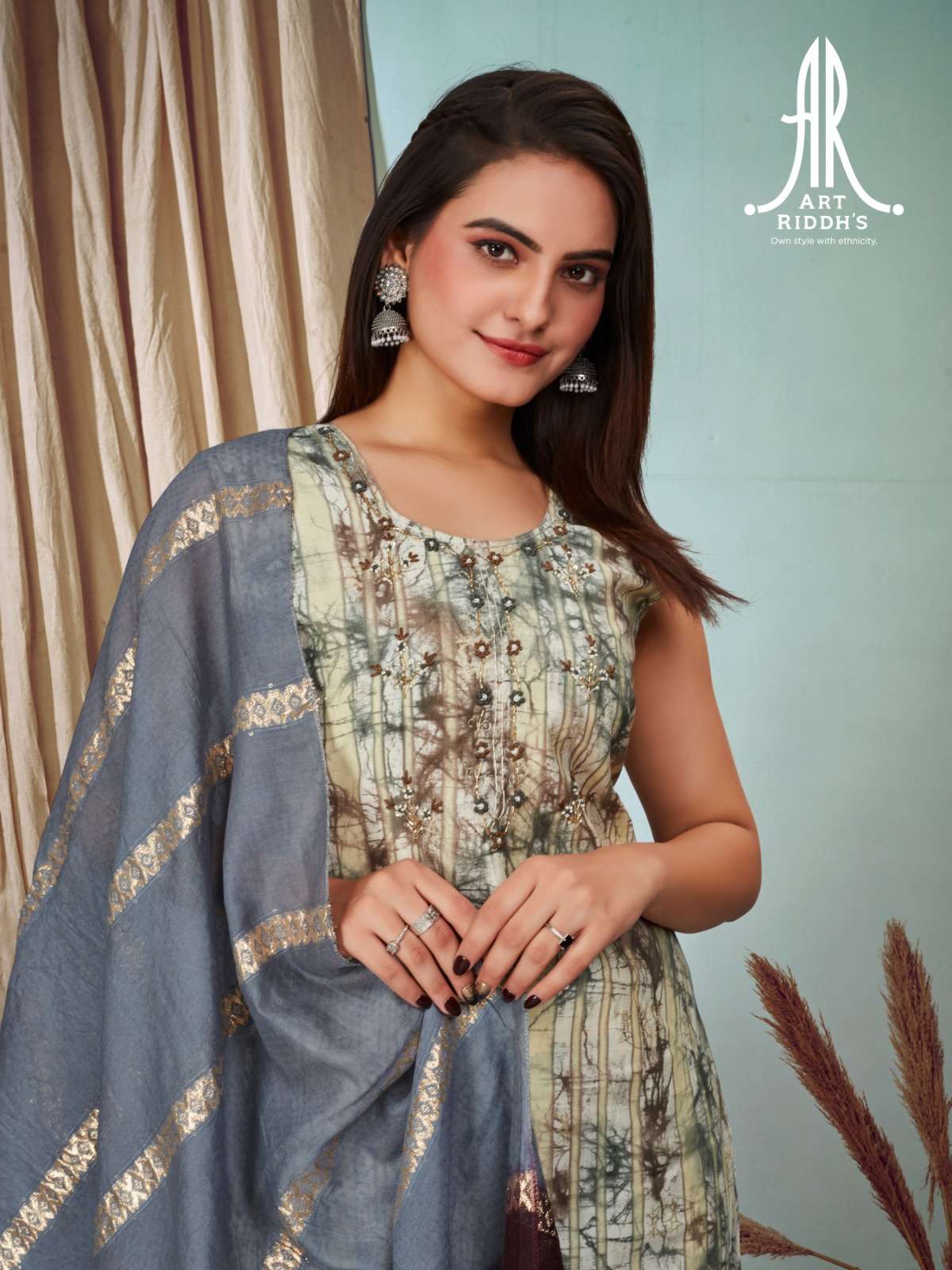 Artriddh - 4001 -L Modal Chanderi Heavy Katli Work Designer Kurti Pant ...