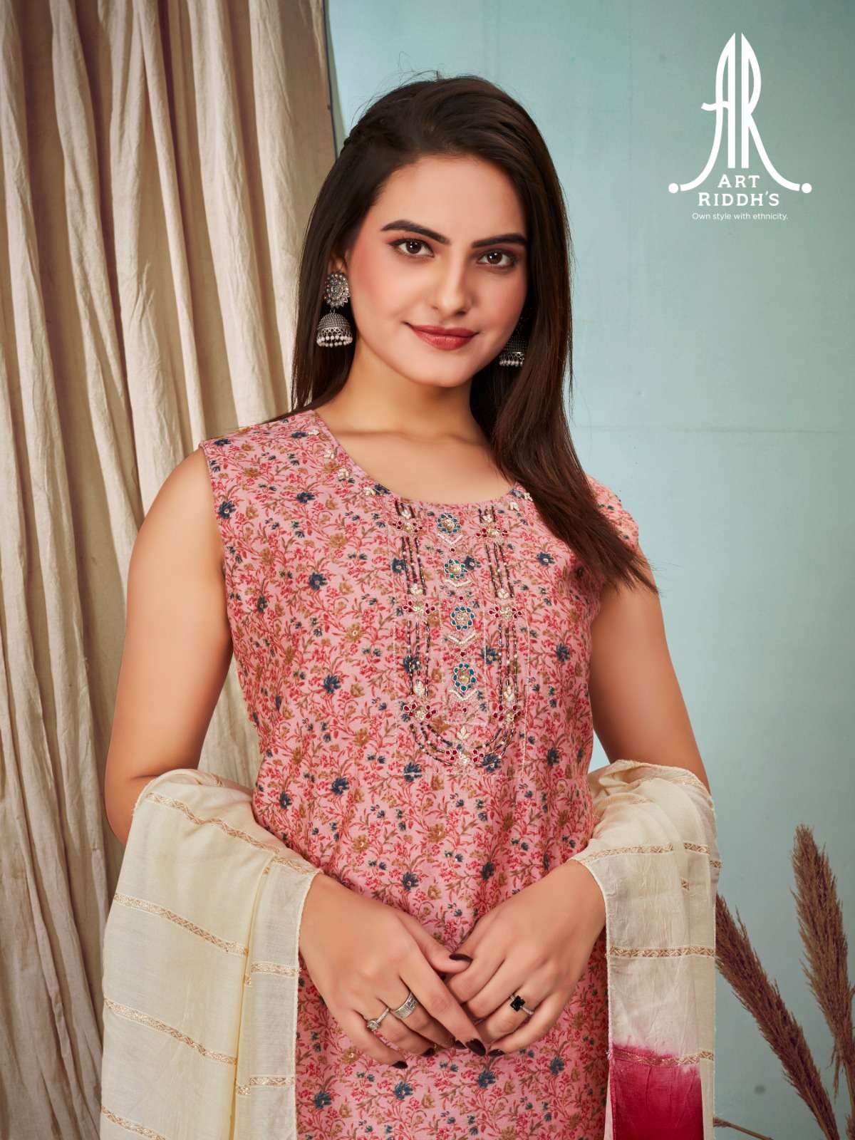 Artriddh - 4001 -P Modal Chanderi Heavy Katli Work Designer Kurti Pant ...