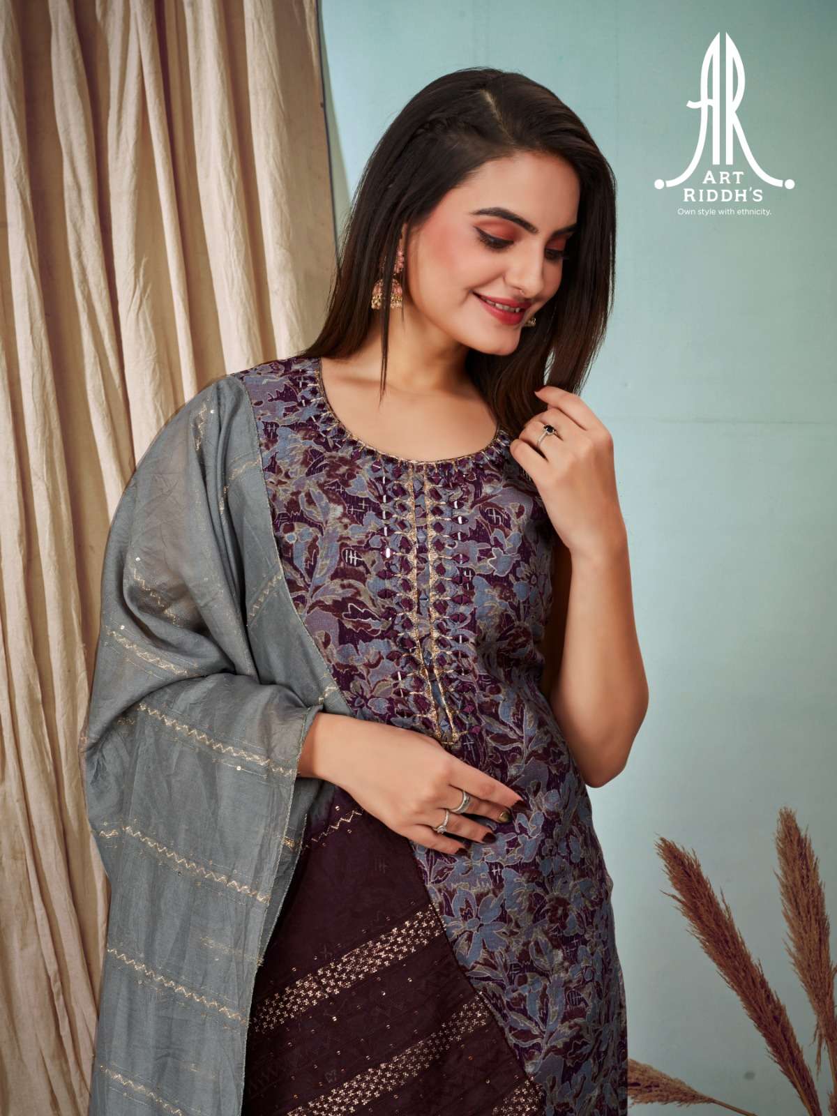 Artriddh - 4001 -Q Modal Chanderi Heavy Katli Work Designer Kurti Pant ...