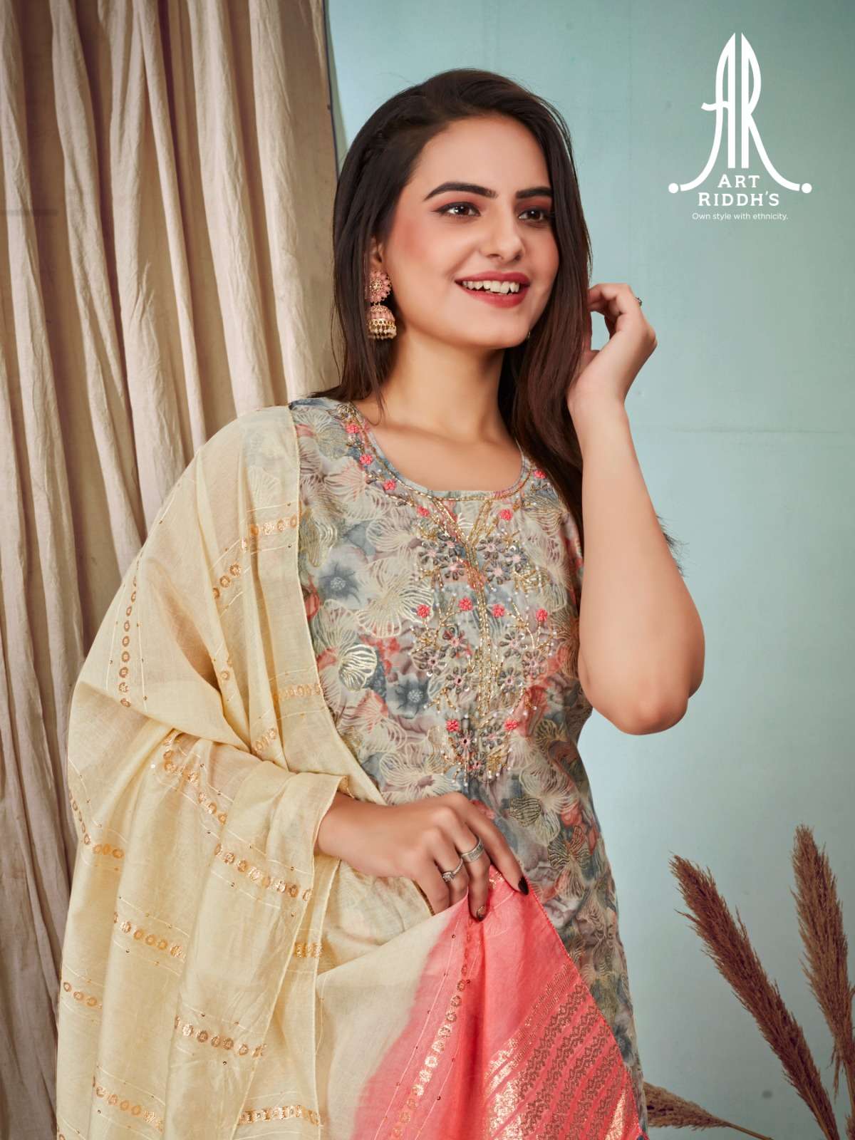 Artriddh - 4001 - S Modal Chanderi Heavy Katli Work Designer Kurti Pant ...