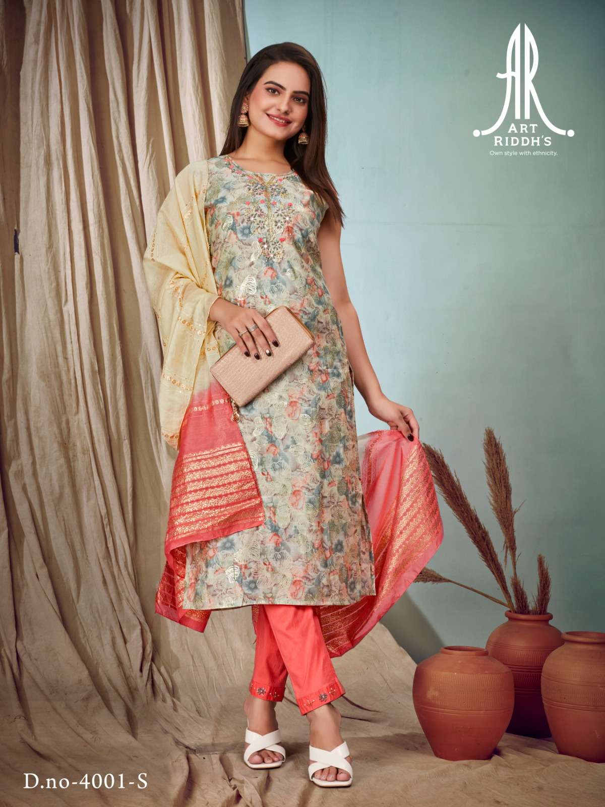 Artriddh - 4001 - S Modal Chanderi Heavy Katli Work Designer Kurti Pant ...