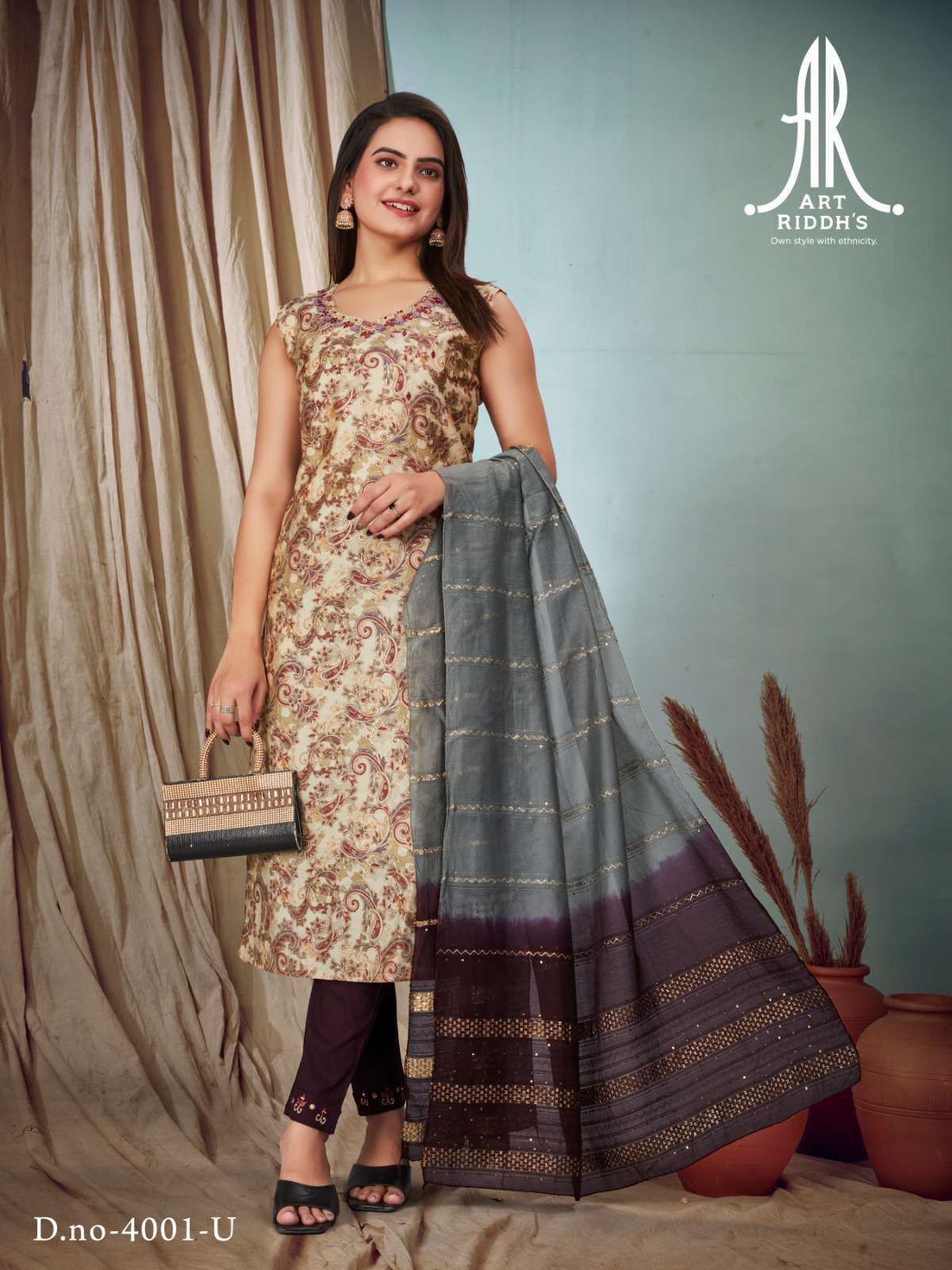 Artriddh - 4001 - U Modal Chanderi Heavy Katli Work Designer Kurti Pant ...