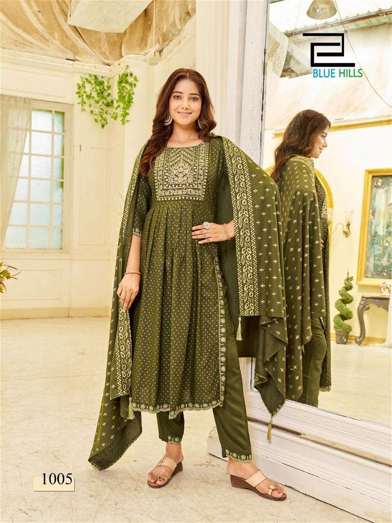 Blue Hills Trend Capture Nayra Cut Kurti Pant With Dupatta Collection