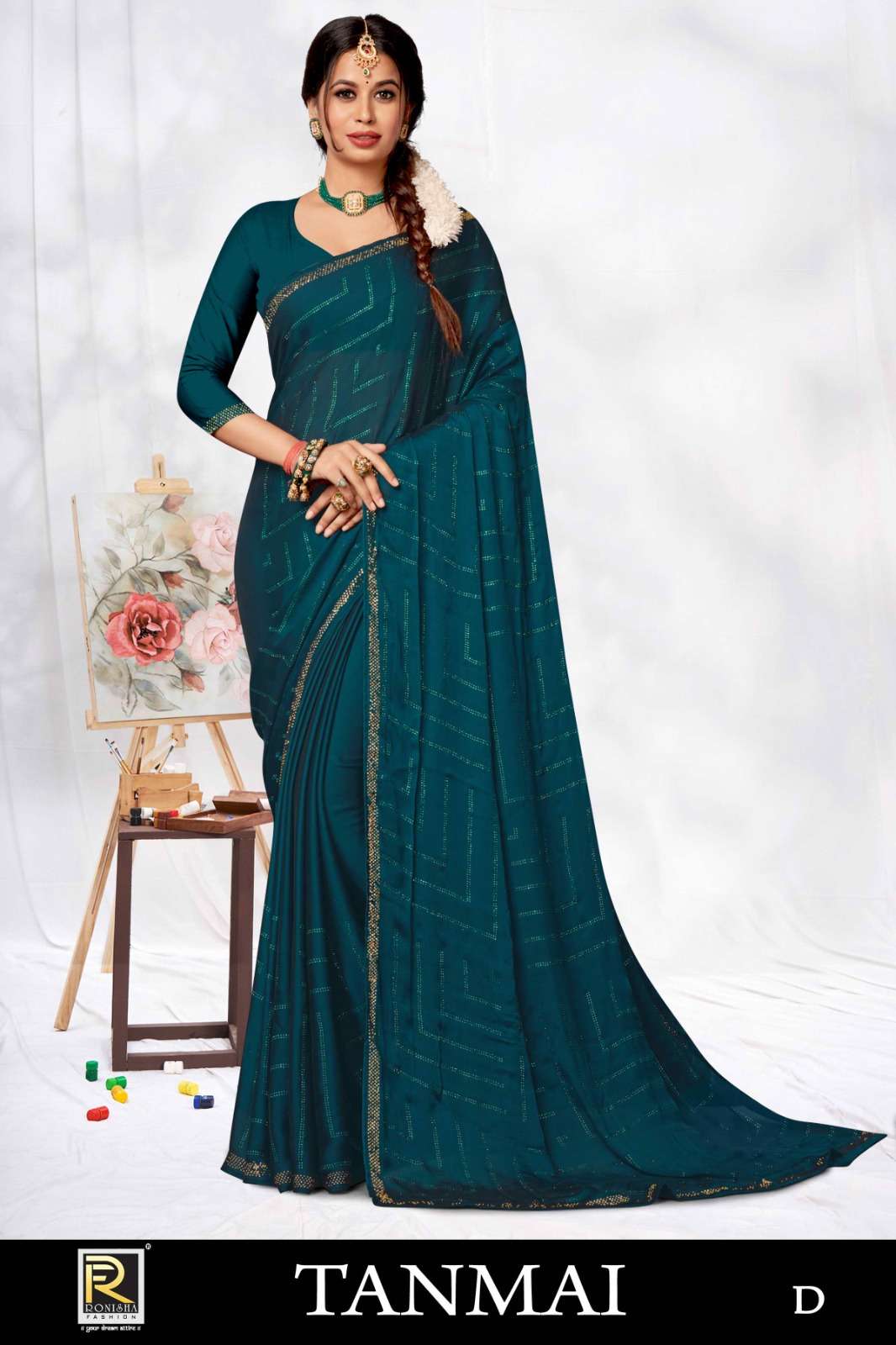 Ronisha Tanmai Siroski Designer Saree Collection