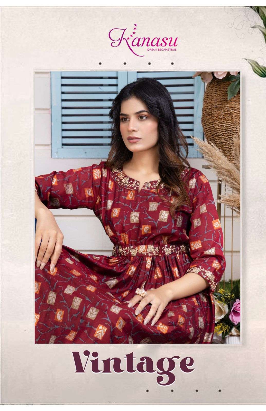 KANASU VINTAGE printed KURTI Wholesale india