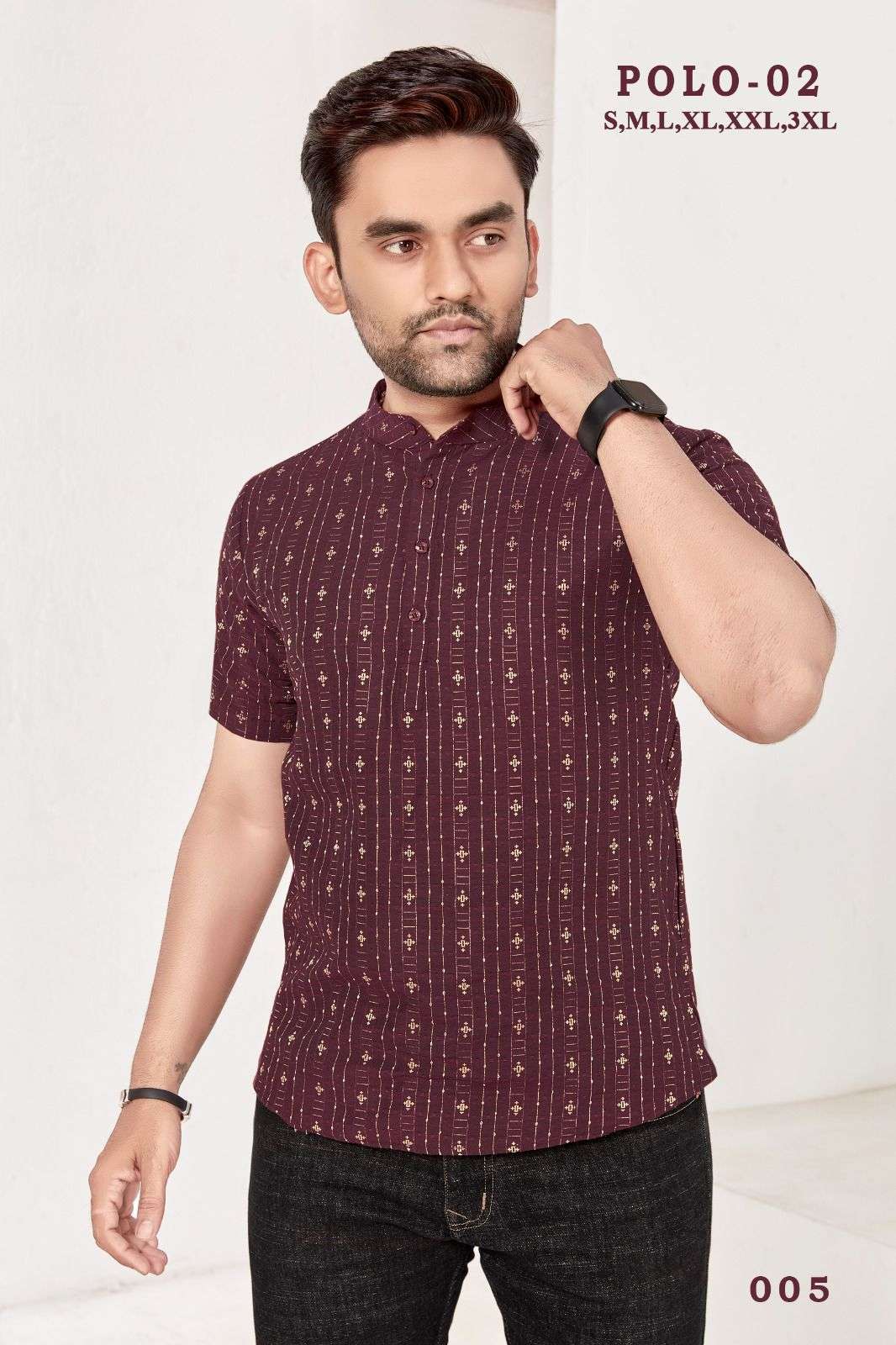 POLO-2 RAYON COTTON HANDLOOM FABRIC Mens Kurta wholesale