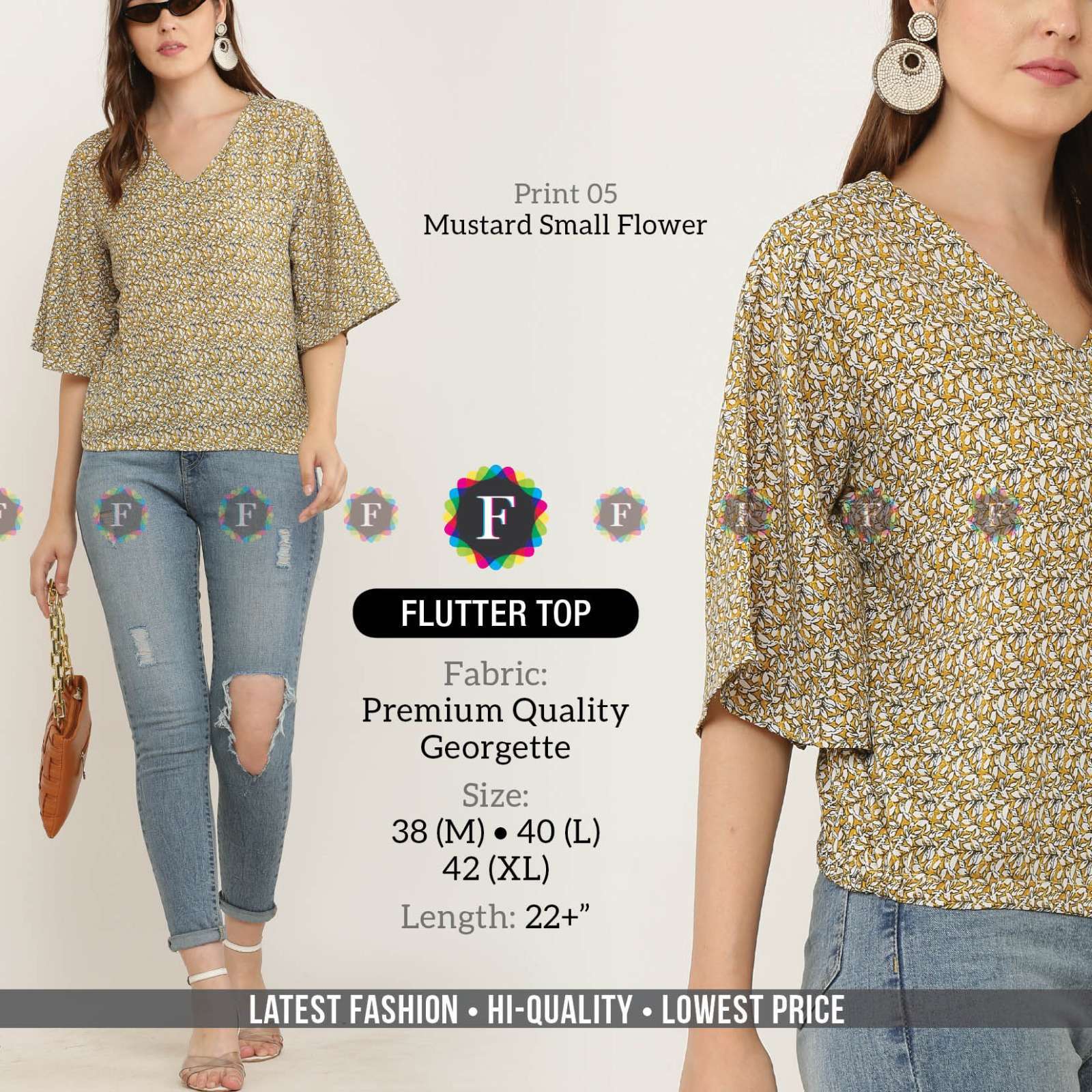 Flutter Top Premium Soft Georgette Western Wear