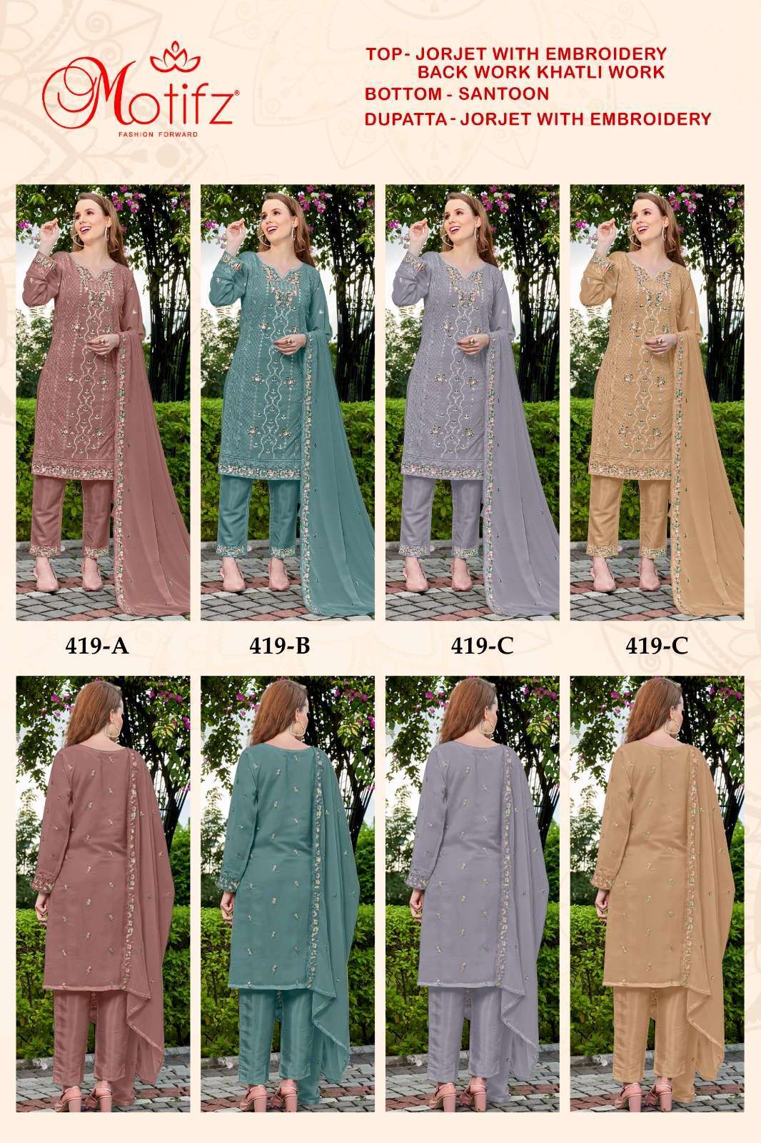 Motifz 419 A To D Georgette Pakistani Salwar Kameez Pakistani ...