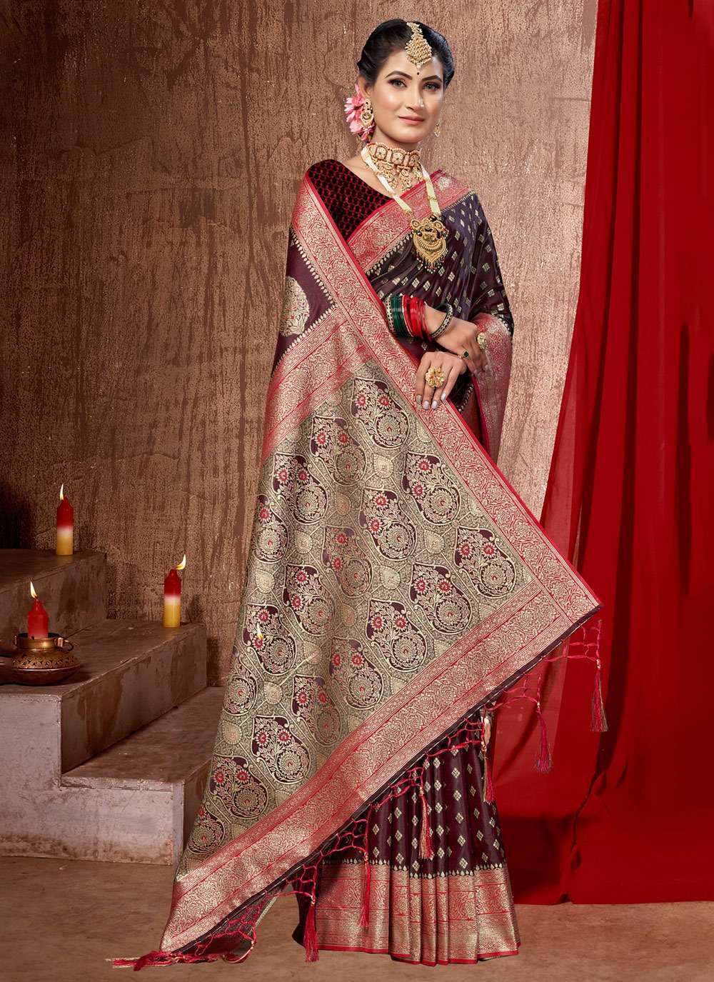 Sangam Prints Lavisha Silk Banarsi Silk Saree Designer Saree Blouses