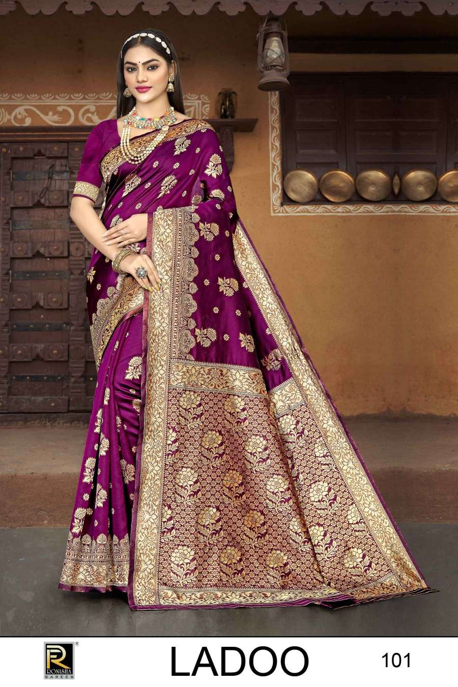 Ronisha Ladoo banarasi silk Saree materials wholesale